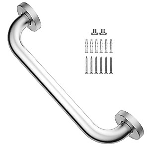 12 Inch Satin Brushed Nickel Shower Grab Bar - 1" Diameter, iMomwee Stainless Steel Bathroom Grab Bar Handle, Balance Bar for Shower and Wall, Safety Hand Rail Support, Handicap Elderly Assist Handle
