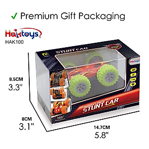 Haktoys Mini Remote Control Stunt Car for Kids, Rechargeable Mini Remote Control Double Sided Toy Car, Super Fast All Terrain AWD Vehicle