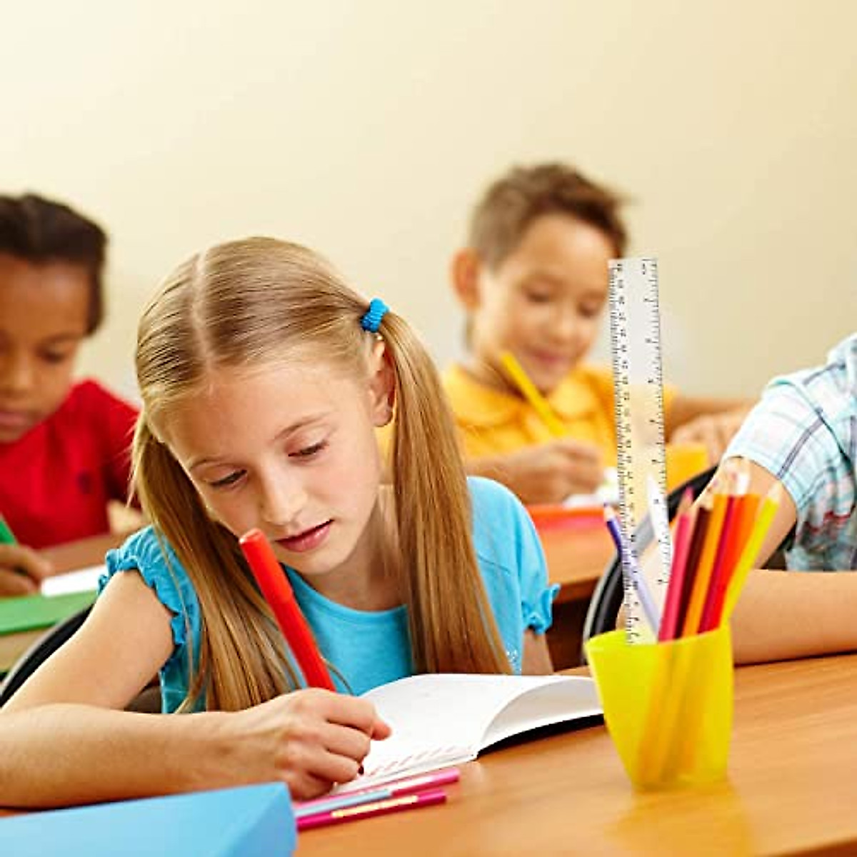 7 Pack Clear Rulers, Plastic Ruler 12 inch Transparent Straight Ruler with Centimeters and Inches, Kids Rulers Bulk for Student Kids Classroom School Office Standard Ruler