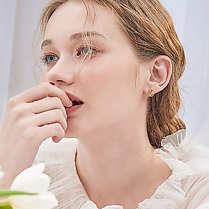 Gacimy Gold Huggie Earrings for Women 14K Real Gold Plated, 4mm Thick Small Gold Hoop Earrings Cartilage Ear Cuff for Women, Yellow Gold 13MM