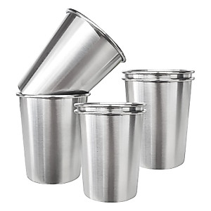 YOLCAR 6 Pack 8 oz Stainless Steel Kids Cups, Children's Pint Cups, Stackable Metal Cups, Shatterproof Drinking Glasses