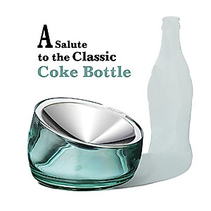 Felli Pet Oblik Whisker Fatigue Friendly Raised Cat Food Bowl Stainless Steel, Anti Vomiting Tilted Shallow Dish Easy Clean, Slanted Flat Metal Feeder Elevated Angled Spill Proof (0.5Cups, Classic)