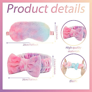 Kajaia 12 Pcs Sleepover Party Favors for Woman, Spa Headband for Washing Face Bow Makeup Headbands, Plush Sleep Eye Mask for Single Women Spa Pajama Party Supply(Tie Dye)