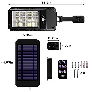 Solar Street Lights Outdoor 144LED Solar Parking Lot Light Motion Sensor Street Lights Solar Powered Flood Light with Remote Control Solar Security Light for Street Gutter Porch Garage Driveway-4 Pack
