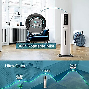 TOUTOUAN Humidifiers Large Room Bedroom ，2.1Gal(8L) 3 Speed Quiet Ultrasonic Cool Mist Humidifier with 360° Nozzle, Humidity Setting, Timer,Aroma Box for Home Plant Baby Yoga Sleep