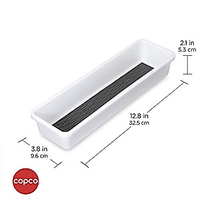 Copco Basics Drawer Organizer, 12.81 x 3.81 x 2.1-Inches, White/Charcoal Gray