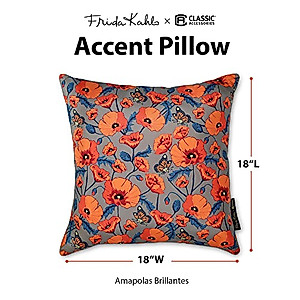 Classic Accessories for Frida Kahlo Accent Pillows, 2-Pack, 18 Inch, Amapolas Brillantes, 18" L x 18" W, 2 Count