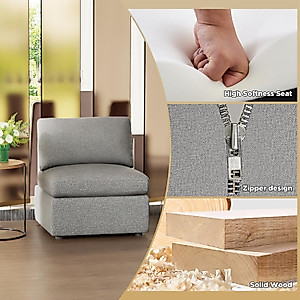 PayLessHere Single Sofa Couch 1-Seat Sofa Convertible Sofa Modular Single Sectional Sofa Couch for Living Room Bedroom Office (Gray)