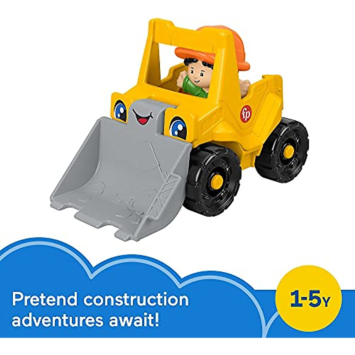 Little People Toddler Construction Toy Bulldozer Vehicle & Worker Figure for Pretend Play Ages 1+ Years
