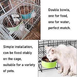 kathson Bunny Potty Trainer Corner Pan Rabbit Toilet Guinea Pig Litter Box with 2 Pack Pet Removable Hanging Crate Bowls for Small Animal