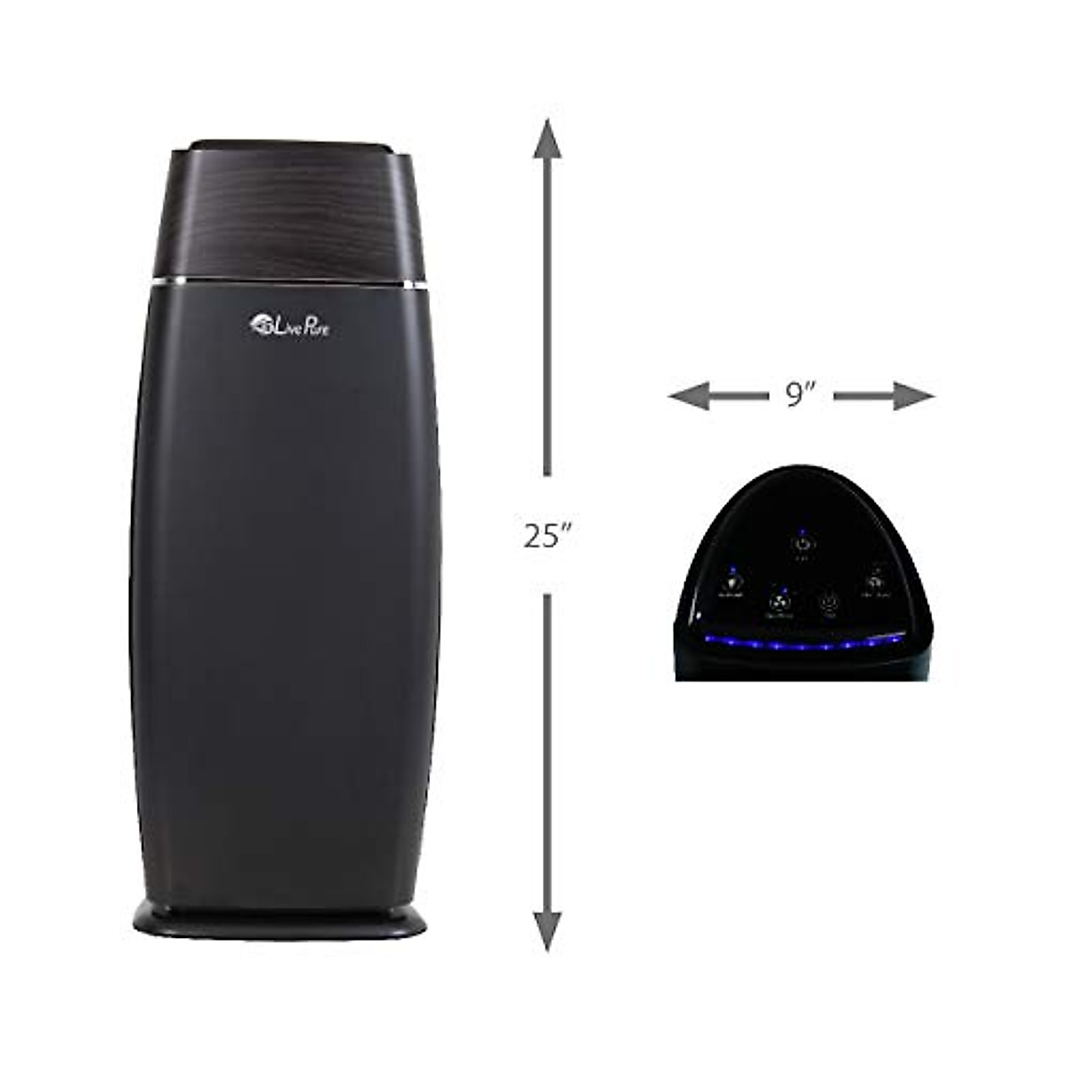 LivePure LP260TH-B Sierra Series True HEPA Digital Tall Tower Air Purifier for Home Captures Allergens, Smoke, Pollen, Mold, Dust Mites, Pet Hair, Energy Star Certified, Mahogany/Black