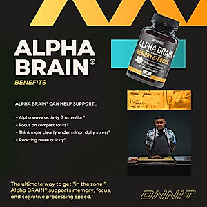 ONNIT Alpha Brain Premium Nootropic Brain Supplement, 30 Count, for Men & Women - Caffeine-Free Focus Capsules for Concentration, Brain & Memory Support - Brain Booster Cat's Claw, Bacopa, Oat Straw