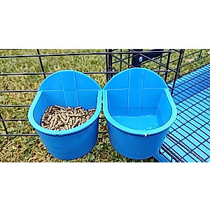Saguaro Acres Rabbit, Chicken or Small Animal Cage Food or Water Coop Cups, Blue, 2 Pack