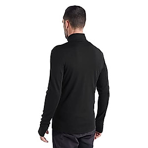 Icebreaker Merino Quantum III Men’s Full Zip Up Sweater, 100% Merino Wool, Comfy, Slim-Fit Zip Up Jacket for Men with Zippered Pockets, Thumb Loops - Premium Outdoor Sweat Shirt, Black, Medium
