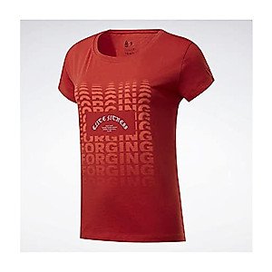 Reebok Womens Forging Elite Fitness Graphic T-Shirt, Red, X-Small