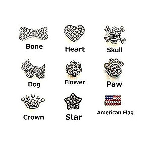 Bling Stuff For Fun, Personalized Customized PU Leather Glitter Rhinestone Bling Name Collar for Dogs & Puppies, S, M, L
