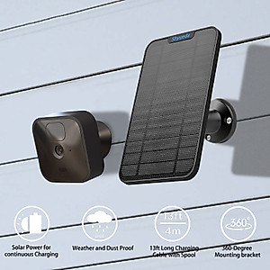 Shyueda Solar Panel Charging Compatible with Blink XT/XT2/New Outdoor(3rd Gen) Camera,with 13ft Waterproof Charging Cable,IP65 Weatherproof,Includes Secure Wall Mount(Black) (3)