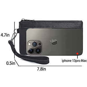 Lecxci Canvas Wristlets Bag Clutch Purses Wallet Slim Credit Card Holder Clutch with Removable Strap Cell Phone Wallet (Colorbloc-1)