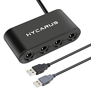 HYCARUS Gamecube Adapter for Nintendo Switch Gamecube Controller Adapter and WII U and PC Adapter, Compatible with Nintendo Switch, Super Smash Bros Switch Gamecube Adapter with 4 Ports