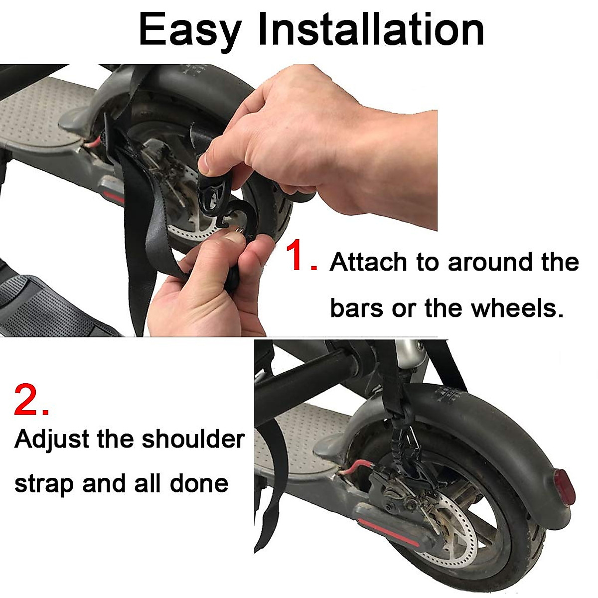 OwnMy 2PCS Kick Scooter Shoulder Straps, Adjustable Scooter Carrying Straps for Kids Balance Bike Scooter Folding Chair Yoga Mat