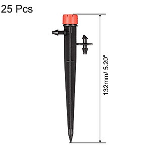 uxcell Adjustable Spray Drippers, 360 Degree Micro Emitter Irrigation Watering System, 25 Pcs (Red)