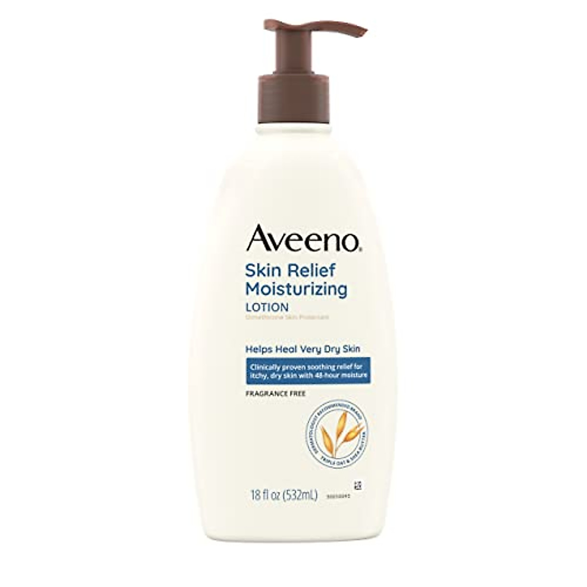 Aveeno Skin Relief Moisturizing Lotion for Very Dry Skin with Soothing Triple Oat & Shea Butter Formula, Dimethicone Skin Protectant Helps Heal Itchy, Dry Skin, Fragrance-Free, 18 fl. oz