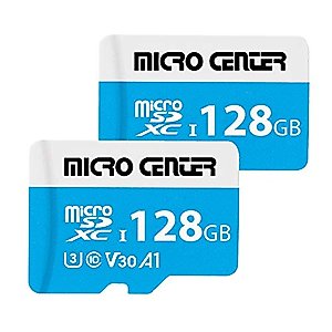 Micro Center 128GB microSDXC Card 2 Pack, Nintendo-Switch Compatible Flash Memory Card, UHS-I C10 U3 V30 4K UHD Video A1 R/W Speed up to 90/60 MB/s Micro SD Card with Adapter (128GB x 2)