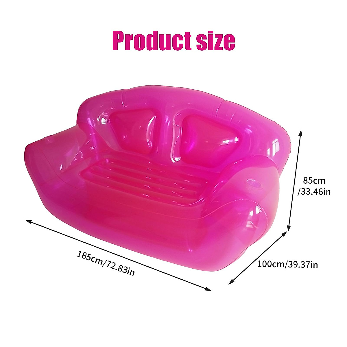 AQQHSAIN Transparent Inflatable Sofa Seat Clear Double Person Sofa Pink Blow Up Chairs Portable Camping Yard Couchs Air Sofa Patio Blow Up Furniture for Camping Outdoor Beach