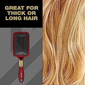 Conair Velvet Touch Hairbrush for Thick Hair, Detangler Brush with Nylon Bristles, Color May Vary, 1 Count
