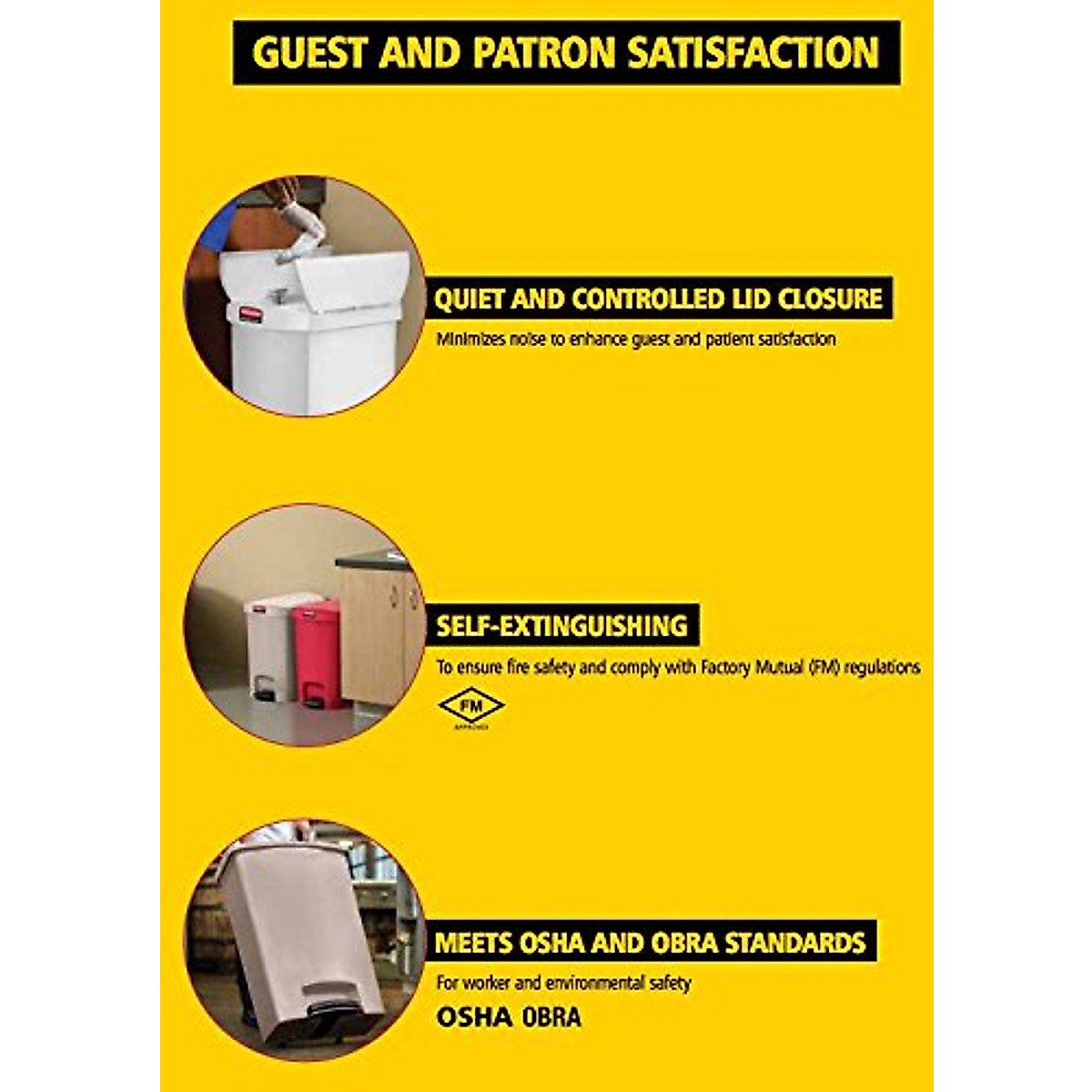 Rubbermaid Commercial Products 1883458 Streamline Slim Step-On Plastic Trash Garbage Can, 13 Gallon, Beige