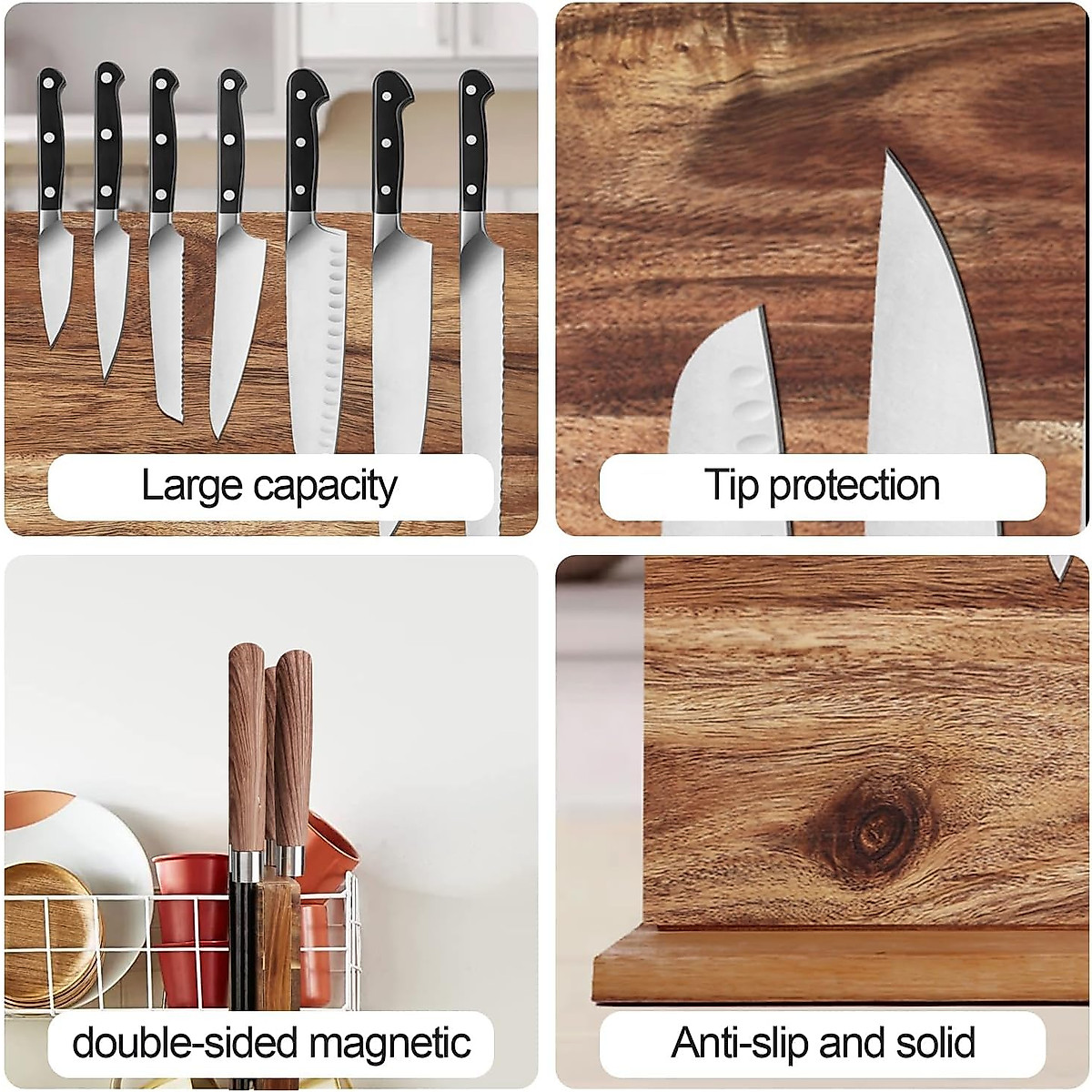 Magnetic Knife Holder Stand Including Strong Adhesive Tape, 4 Screws & Screw Driver, Strong Magnetic Knife Rack for Kitchen Organizing, Magnetic Strip Self Adhesive