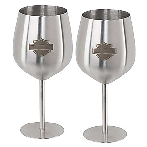 Harley-Davidson Stainless Steel Bar & Shield Logo Wine Glass Set - 18 oz.