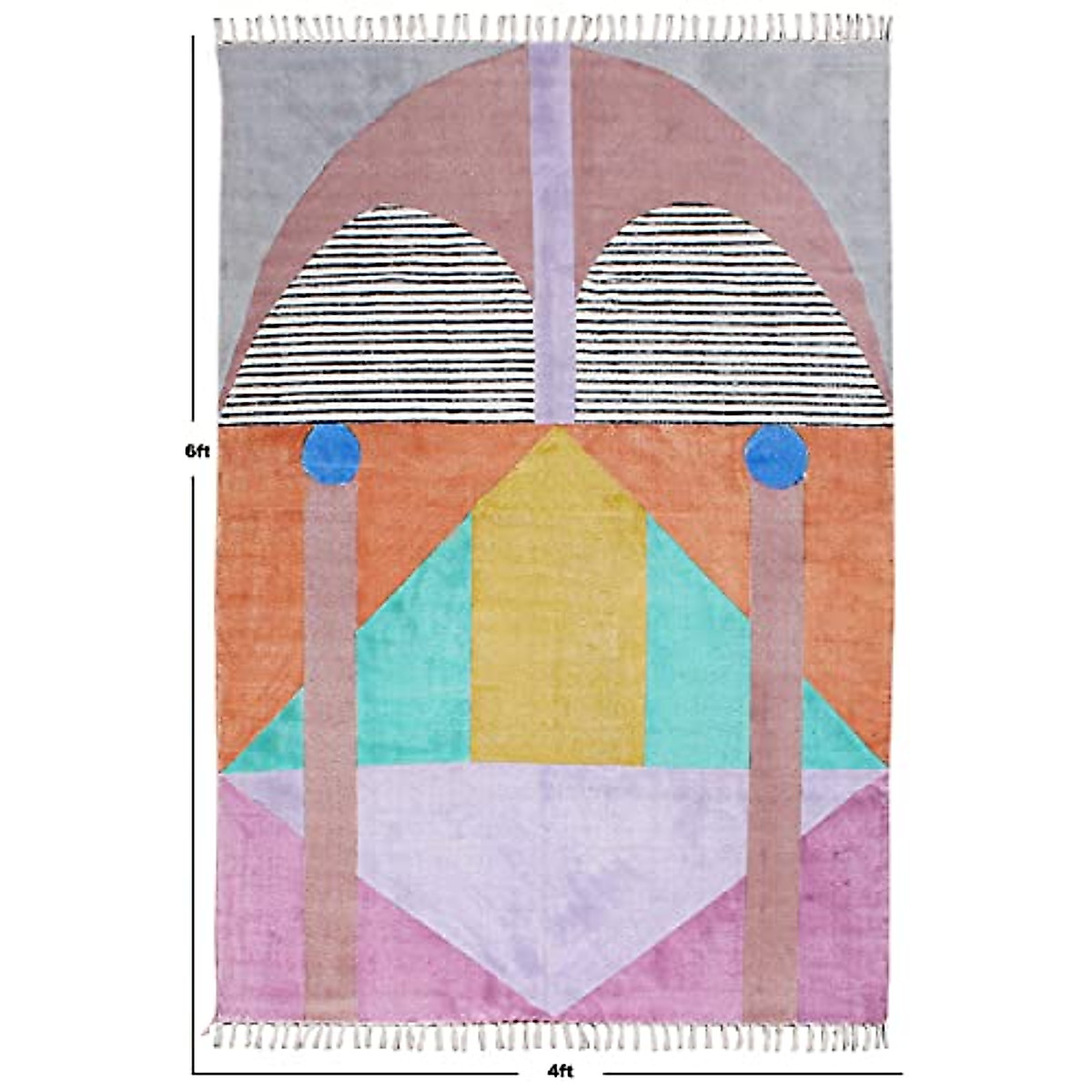 Casavani Indian Handmade Cotton Dhurrie Geometric Pink & Orange Area Rug Boho Kilim Flat Weave Rug Indoor Hall Room Decor Carpet Throw Rugs for Bedroom Living Room Bathroom Balcony 2x3 Feet