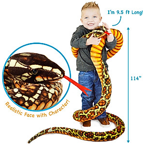 TigerHart Bernard The Brown Python - 9 5 Foot Long Stuffed Animal Plush Snake
