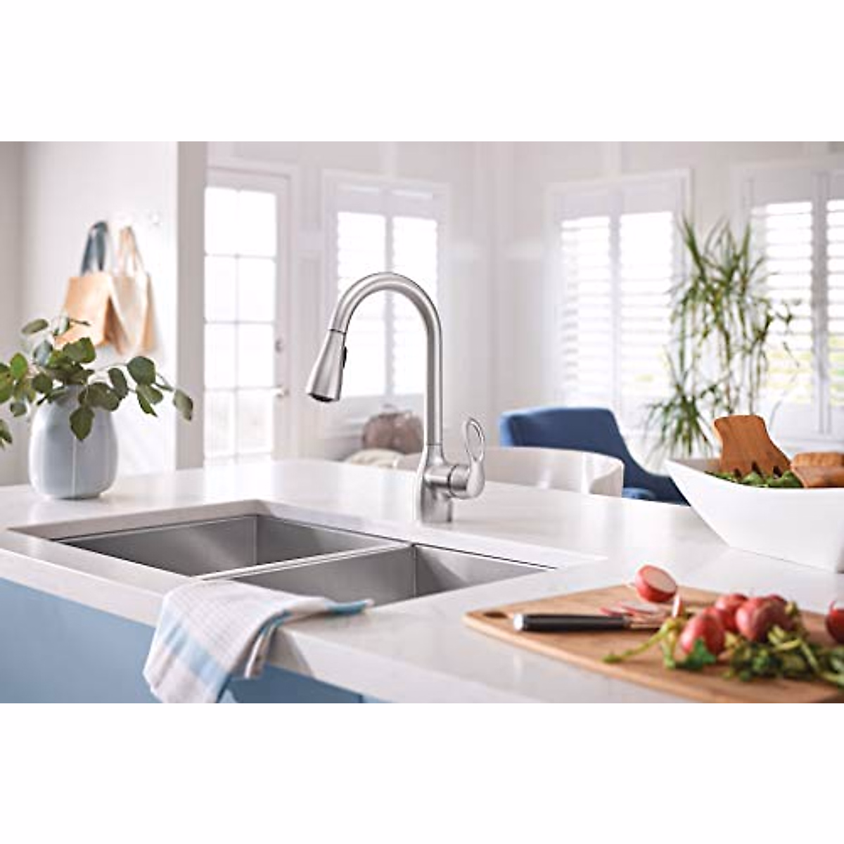 Moen CA87011SRS Single Handle Kitchen Faucet with Pullout Spray from the Kleo Collection, Spot Resist Stainless