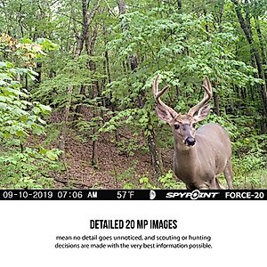 SPYPOINT FORCE-20 Trail Camera 20MP HD Video w/ 48x High Power LEDs & Infrared Boost Tech for GREAT NIGHT IMAGE, 80' Flash Range, Low Glow Backlit Setup LCD Screen