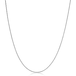 Kooljewelry 10k White Gold Diamond-Cut Cable Chain Pendant Necklace (0.6 mm, 18 inch)
