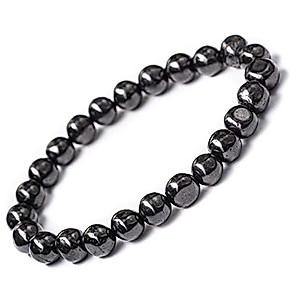 Shungite Beaded Bracelet Stretch Round Strand 6.5" is a Spectacular Stone contains natural C60 Fullerene Formed in The Heart of Shungite Mine Type II from Russia
