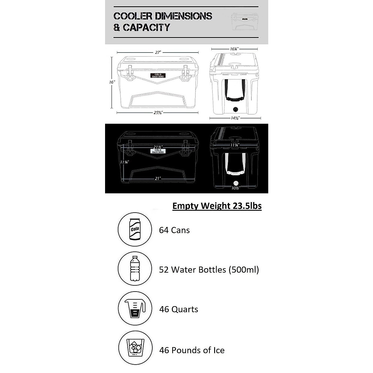 COLD BASTARD COOLERS 45QT Cold Bastard Rugged+ CAMO Ocean Best Premium Ice Chest Cooler Accessories Free S&H (CB45-CO)