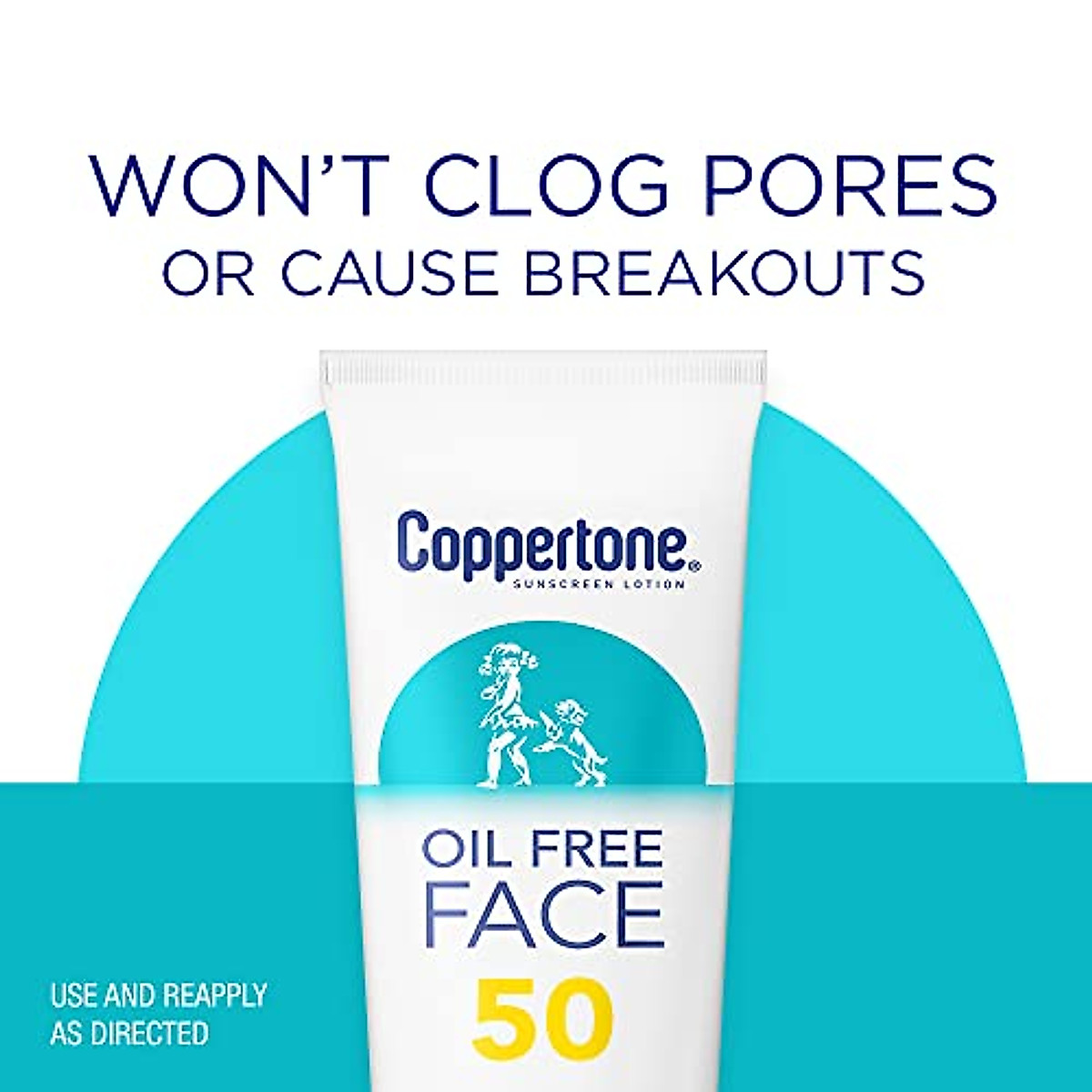 Coppertone Face Sunscreen SPF 50, Oil Free Sunscreen for Face, Water Resistant SPF 50 Sunscreen Face Lotion, Travel Size Sunscreen, 3 Fl Oz Tube