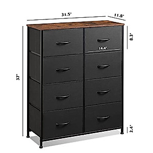 WLIVE 5-Drawer Dresser and 8-Drawer Dresser Set, Fabric Storage Tower for Bedroom, Hallway, Nursery, Closets, Tall Chest Organizer Unit with Textured Print Fabric Bins, Steel Frame, Wood Top, Easy Pul