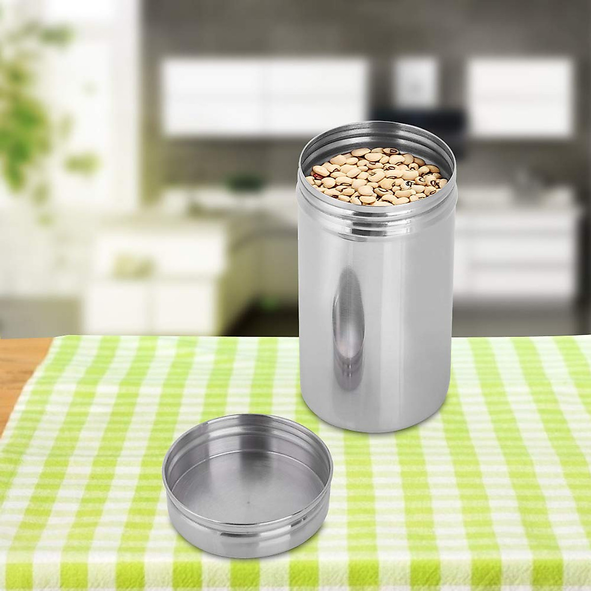 UPQRSG Stainless Steel Sealed Storage Jar, Portable Tea Coffee Beans Container, Metal Waterproof Small Bottle Multipurpose Container, Kitchen Cup for Tea Coffee Sugar Seasoning Storage[L]