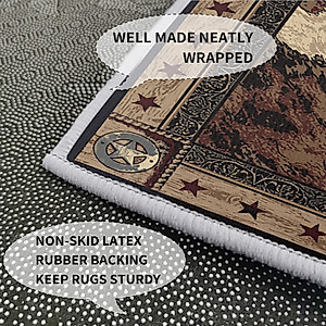 Western Kitchen Runner Rug Sets 2 Piece, Rustic Texas Star Absorbent Bathroom Rugs, Farmhouse Floor Mats Retro Brown Beige Non-Slip Door Mat for Bedroom/Hallway/Laundry, 15.7"Wx23.6"L+15.7"Wx47.2"L