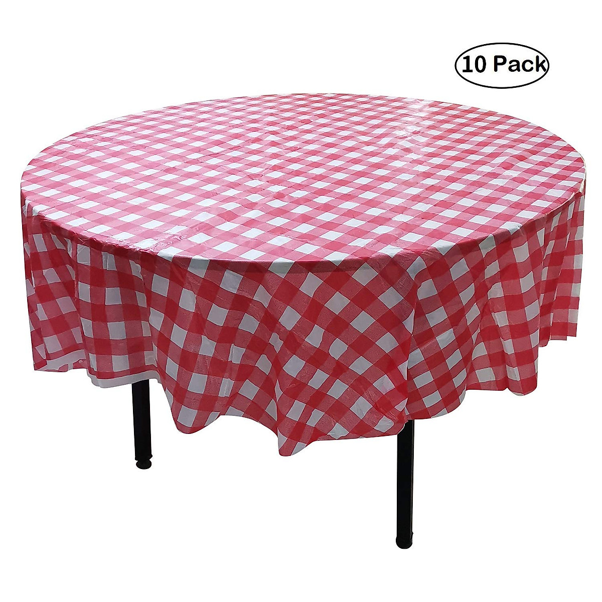 YUEKUI 70.8 inch red Checkered Tablecloth,red Plastic tablecloths,Picnic Table Covers,Waterproof Covers for Indoor or Outdoor Parties(10 PCS).
