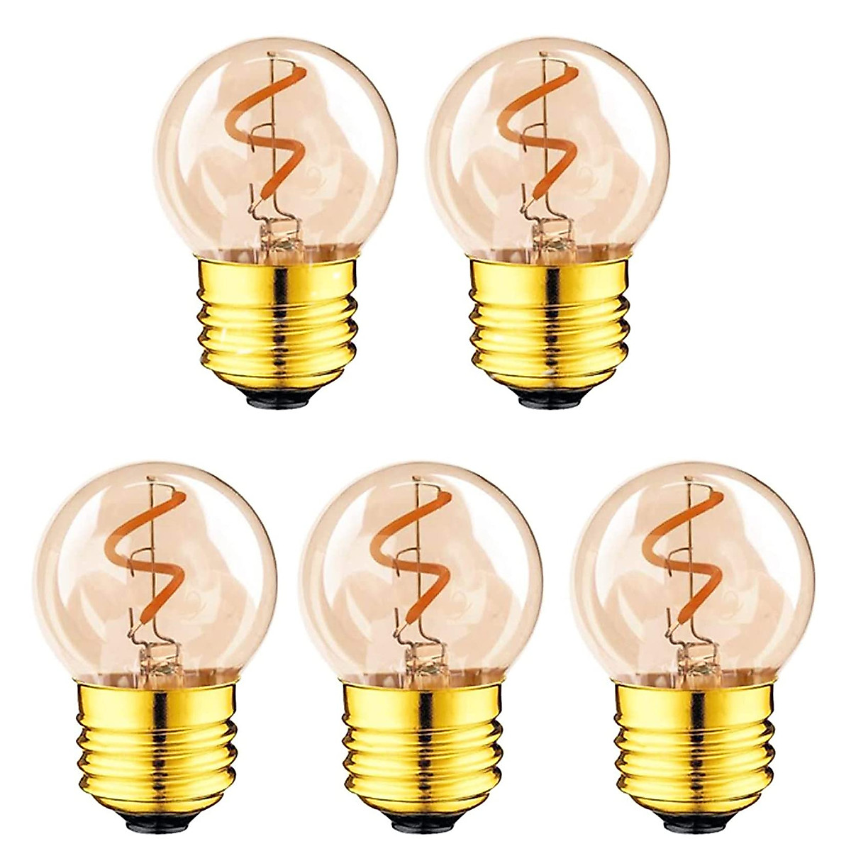 Qixivcom 2W G40 LED Filament Light Bulb Dimmable(5-Pack)- E26 Mini Led Bulb 120V 20W Equivalent LED Edison Light Bulb 2200K Warm White Decorative Lights Bulb Amber Glass Outdoor Lighting for Bar Home