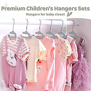 HOUSE DAY Premium Baby Velvet Hangers 50 Pack for Kids, Non Slip Baby Clothes Hangers for Closet, 11 Inch Children's Hanger Space Saving on Baby Organization, Gray