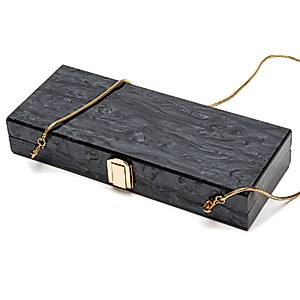 Acrylic Clutch Evening Bag Long Pearl Acrylic Clutch Purse Handbag for Dinner Party Wedding iPhone Black