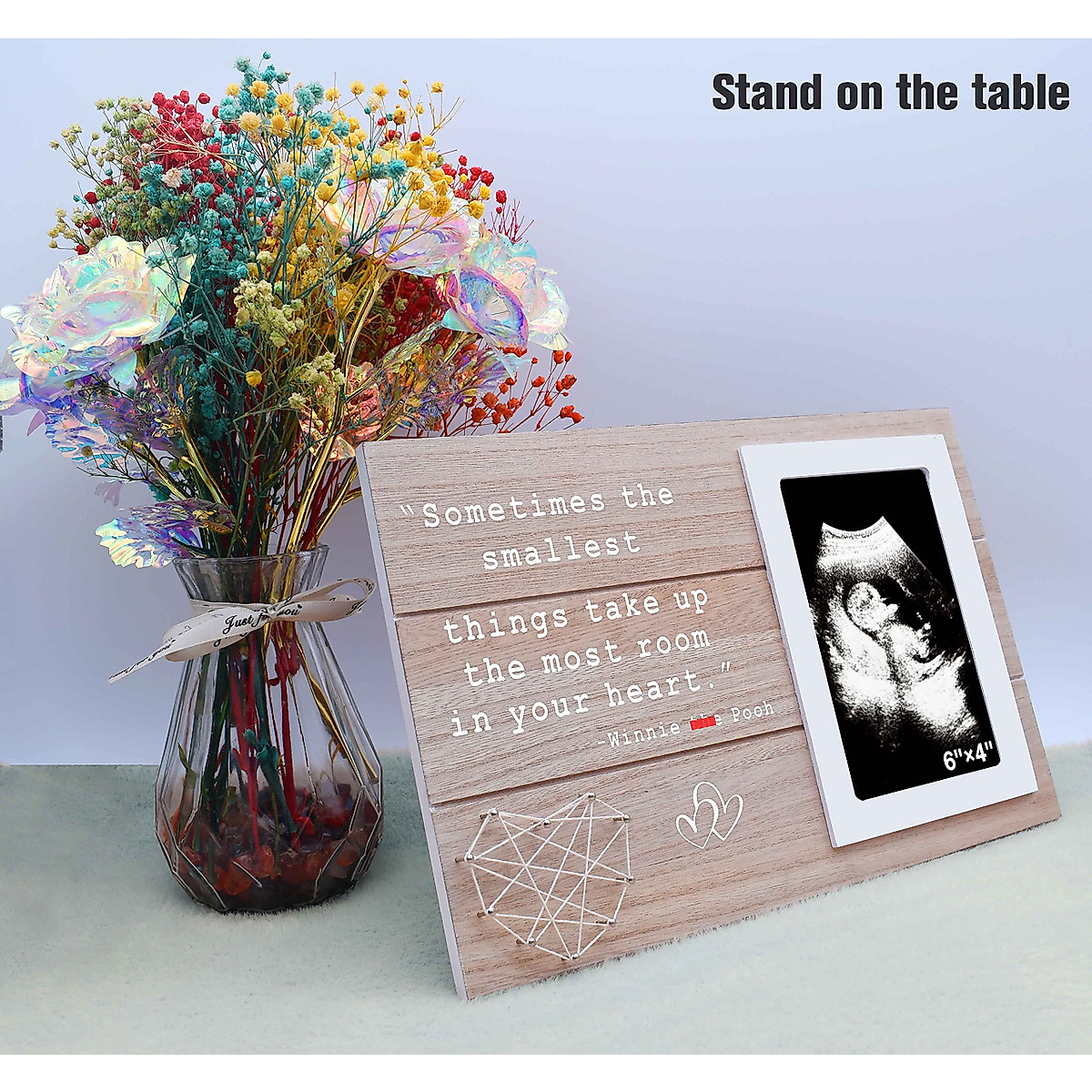 Baby Picture Frame Gift for New Mom New Dad,Sonogram Photo Frame Gift,Baby's 1st Picture,Sometimes The Smallest Things Take up the Most Room in Your Heart,Winnie The Pooh Frame Gift