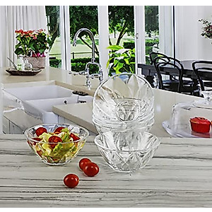 Circleware Living Spaces Set of Glass Bowls, Set of 6, Glassware for Fruits, Salad, Punch, Beverage, Ice Cream, Dessert, Food and Best Décor Gifts, 8oz, Clear
