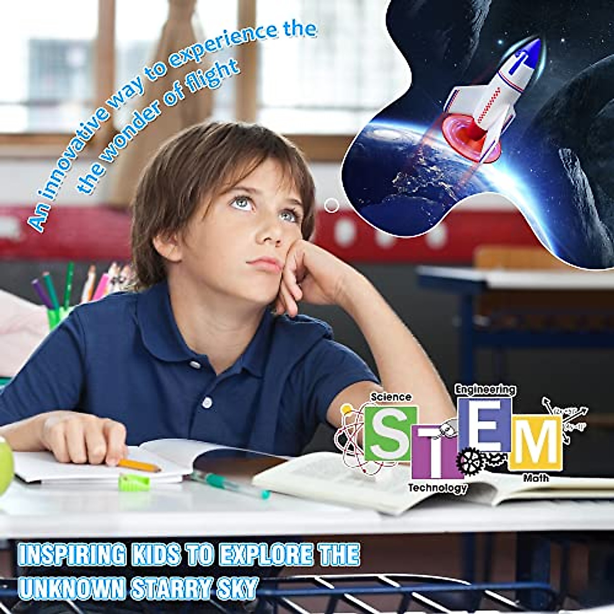 6 Year Old Kids Rocket Launcher Toy, 150 Feet of Flight Altitude Model Rocket Kits with Launch Set, Kids Rocket Ship, Remote Control Rocket Launcher